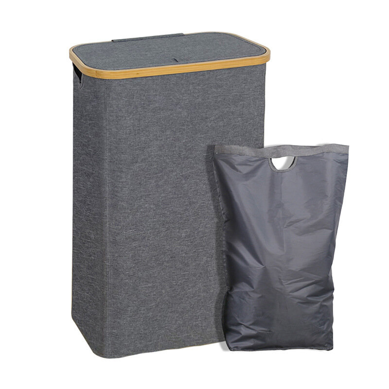 Корзина для грязного белья для спальни с внутренним мешком, складная бамбуковая деревянная корзина для хранения грязной одежды, корзина для грязного белья в ванной