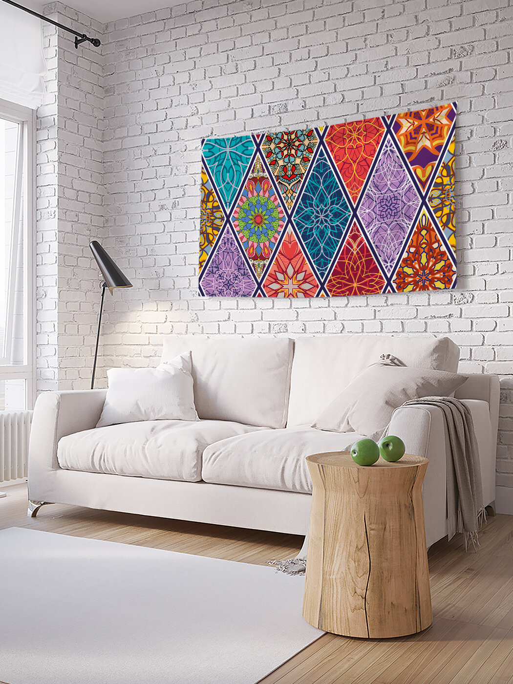 Фотопанно на стену горизонтальный постер 100х150 "Цветочные витражи", JoyArty