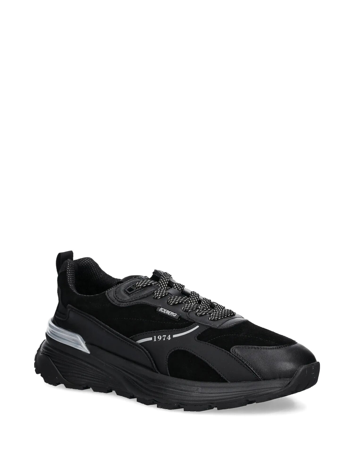 Кроссовки Iceberg Silver-tone panel sneakers, размер 45, black/black — фото 1