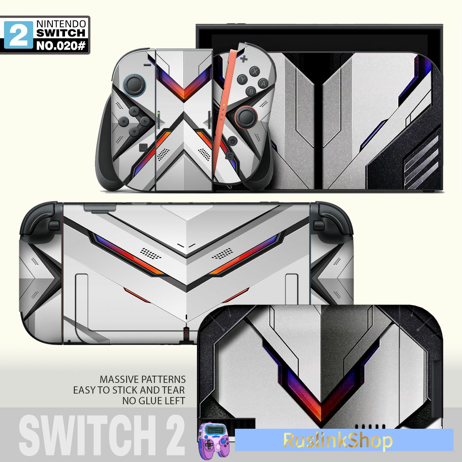 Нинтендо SWITCH2 Наклейка для игровой консоли с мультяшным дизайном(серебристый)