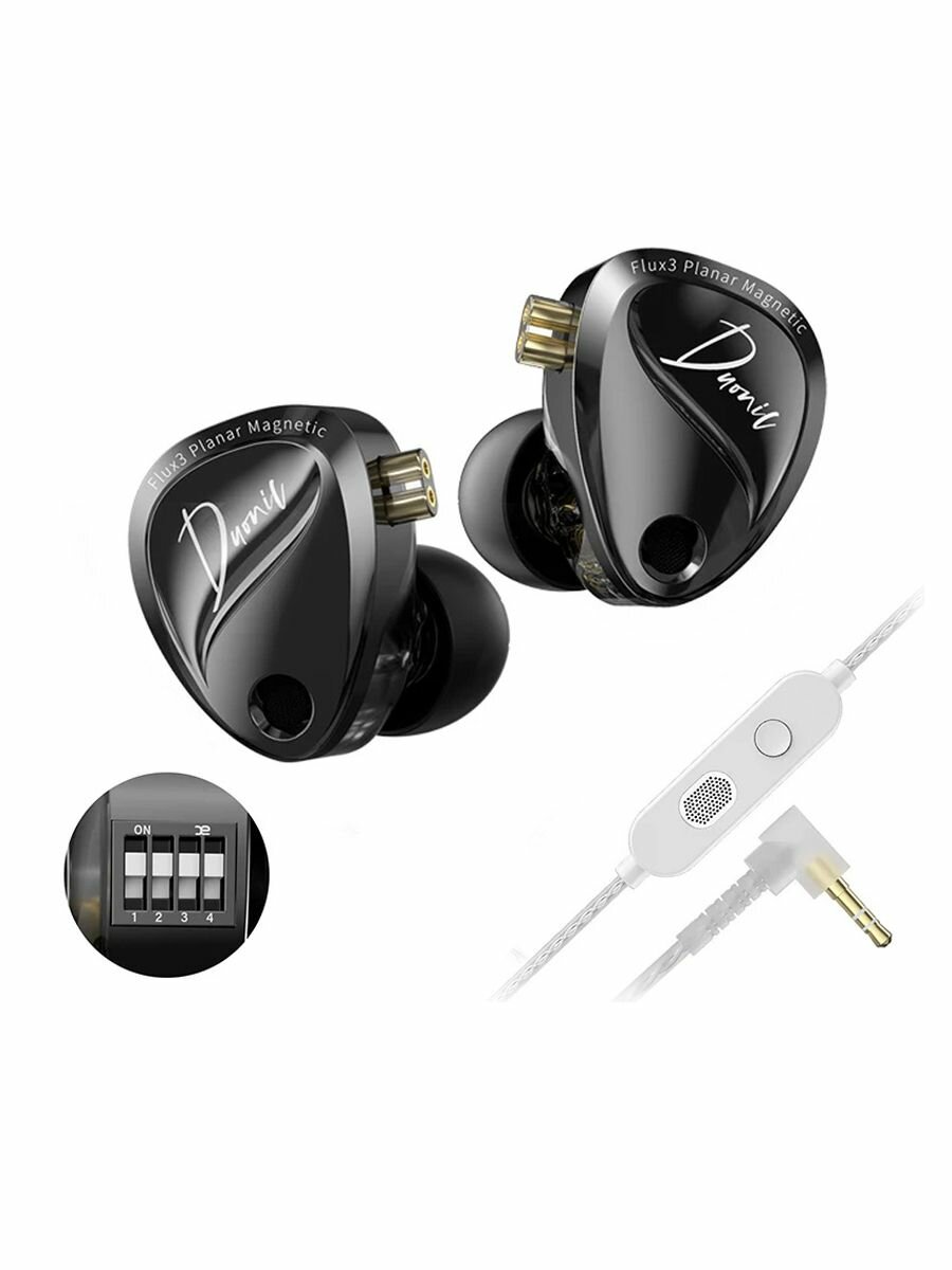 KZ Duonic With Switches с микрофоном 3.5 мм, черный, проводные наушники