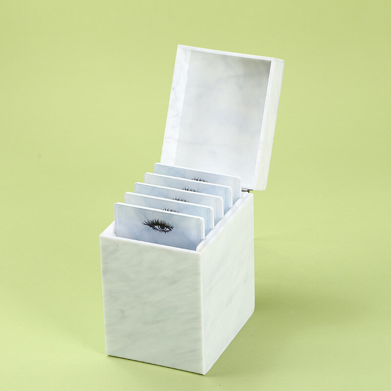 Акриловая мраморная коробка для хранения ресниц, коробка для хранения ресниц с защитой от пыли, коробка для хранения ресниц с откидной крышкой