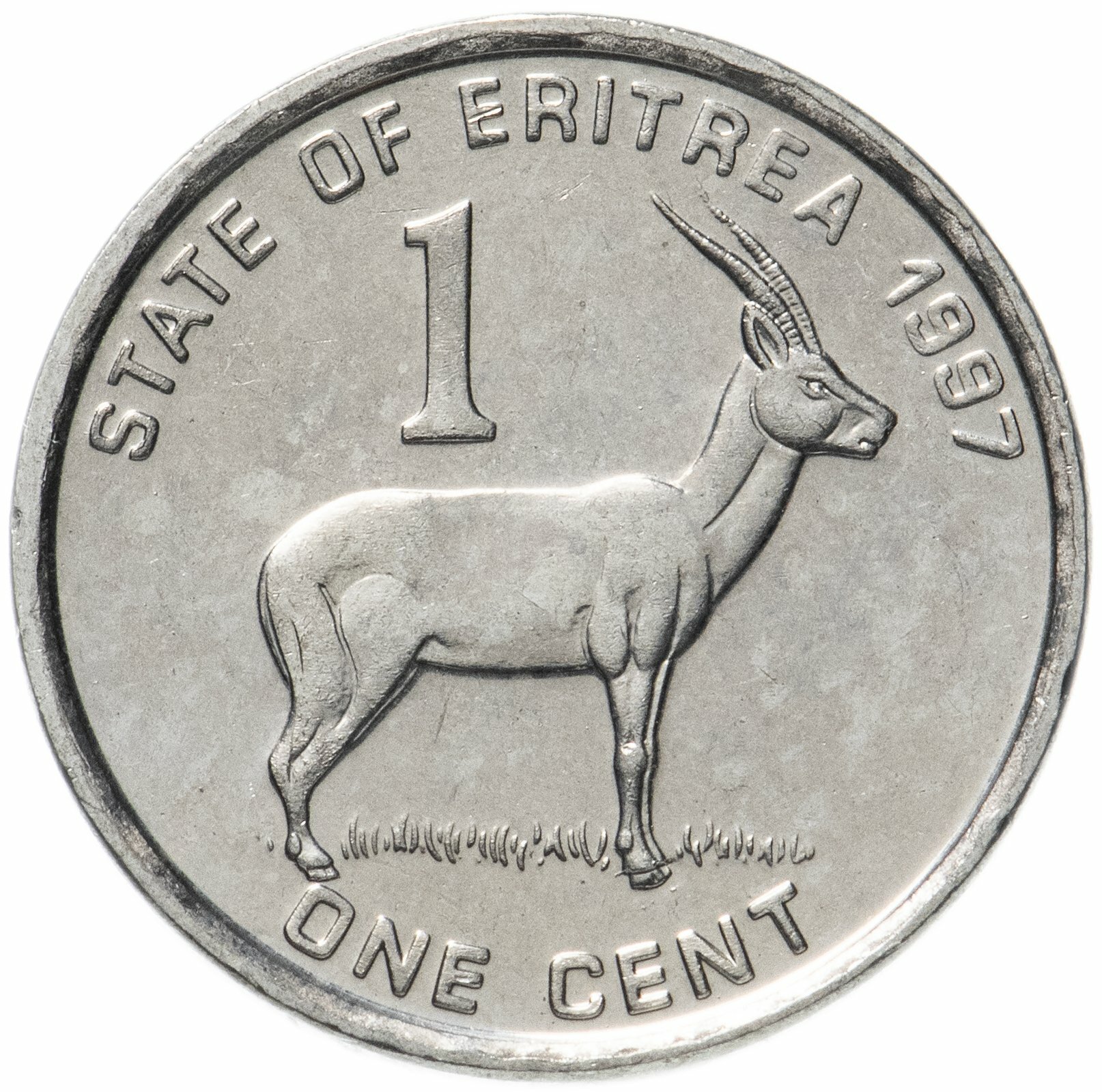 Эритрея 1 цент cent 1997, Сталь, в сохранности UNC