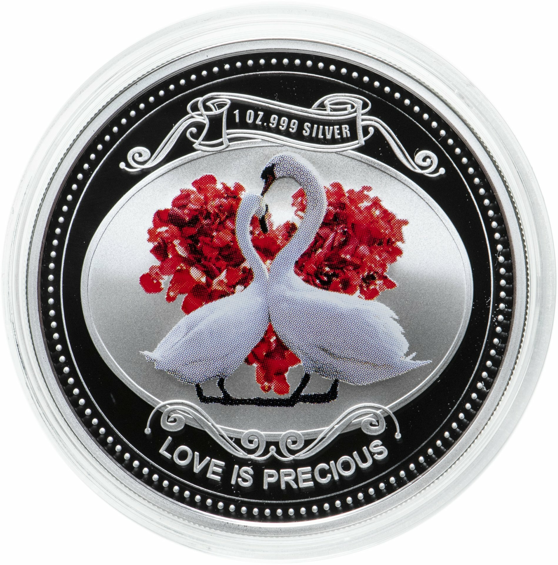 Ниуэ 2 доллара 2010 Proof "Любовь навсегда и бесценна Лебеди", Серебро 999