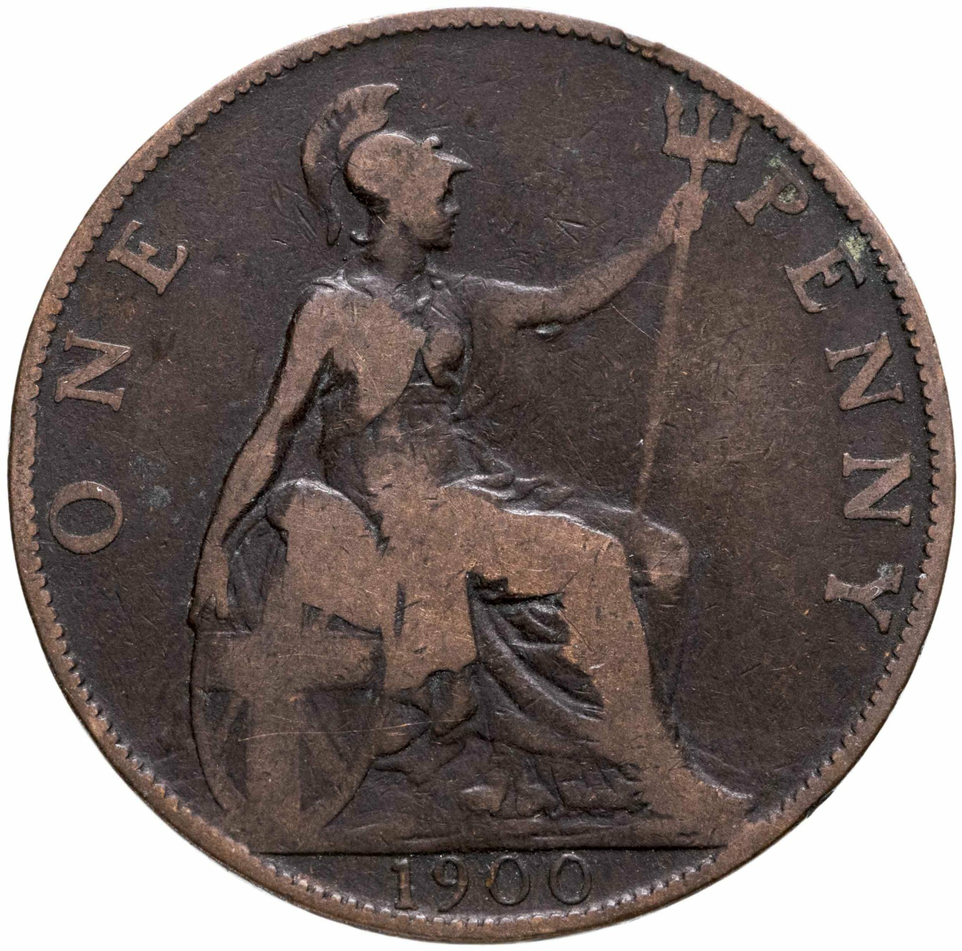 Великобритания 1 пенни penny 1900, Бронза, в сохранности F