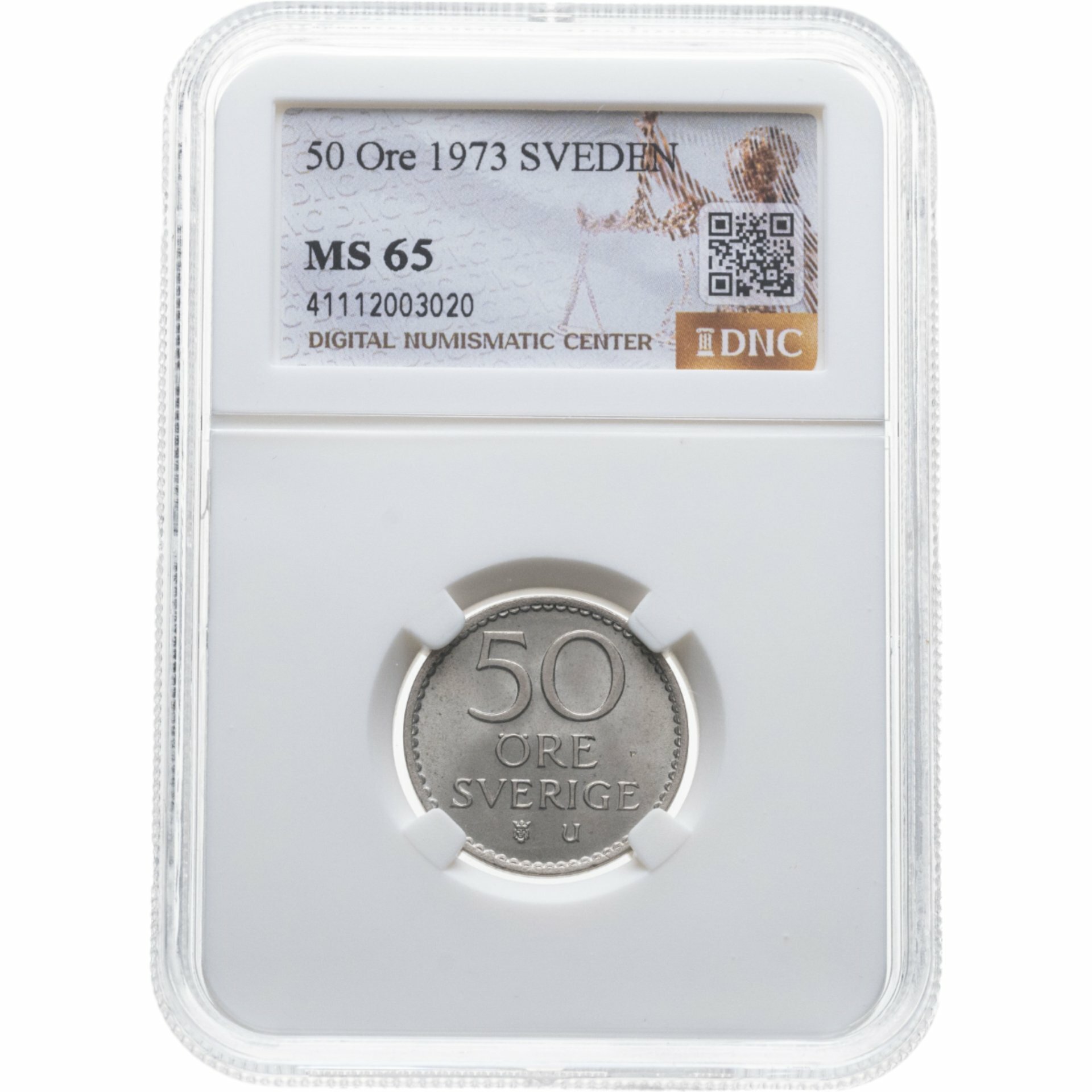 Швеция 50 эре ore 1973 в слабе DNC MS65, Мельхиор медь-никель