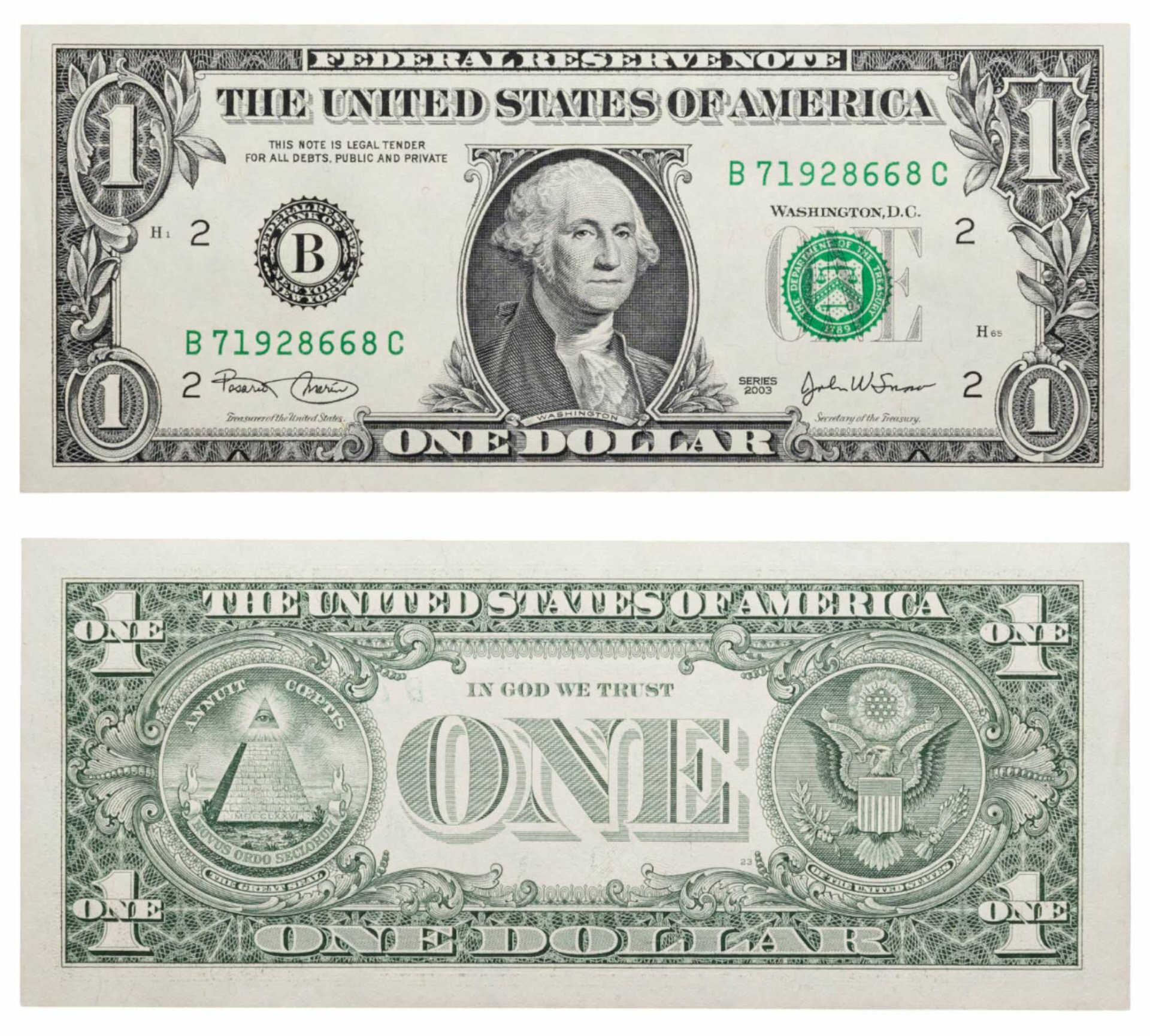 США 1 доллар 2003 Pick 515а B -Нью Йорк