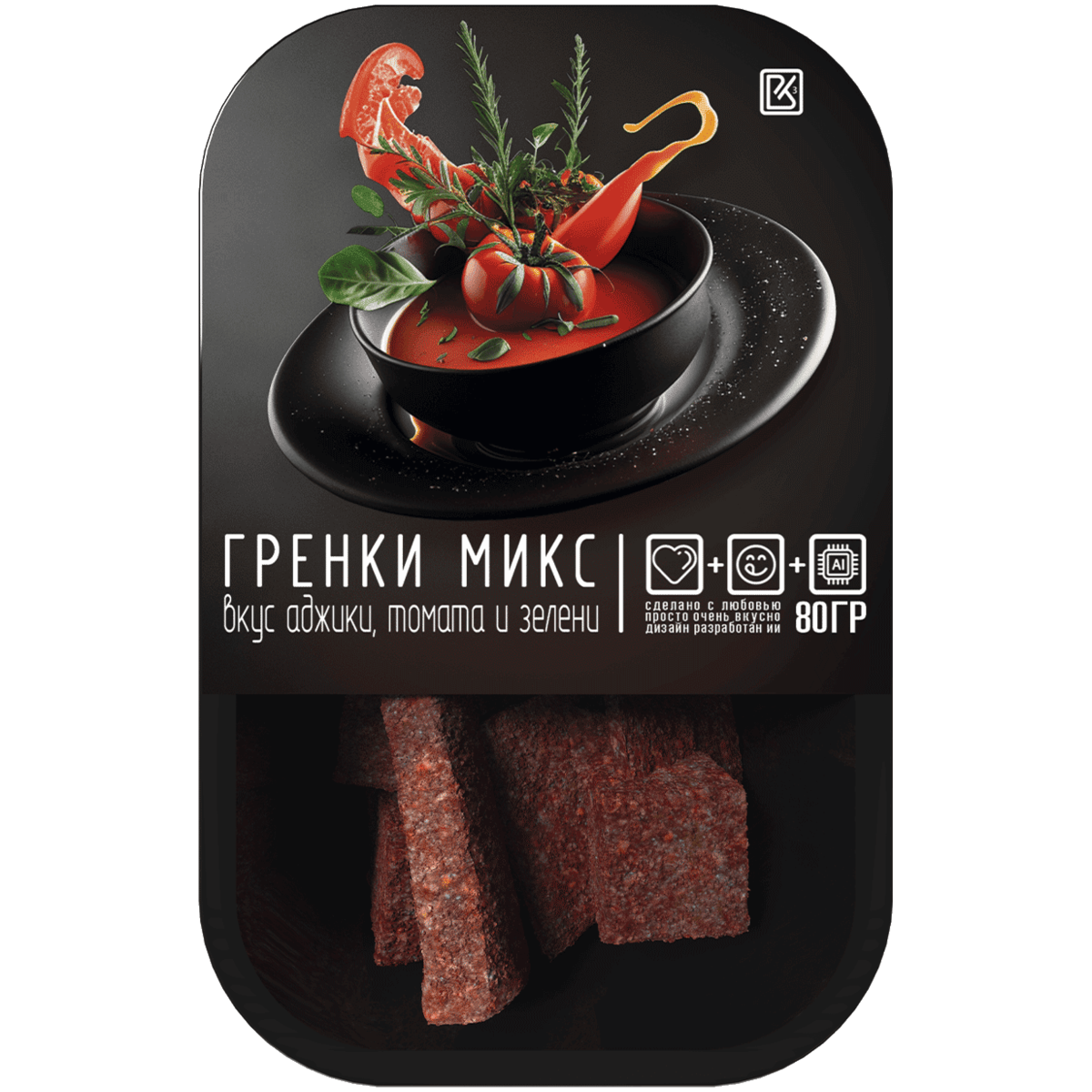 Гренки ВкусноКуб Микс вкус аджики, томата и зелени 80 г