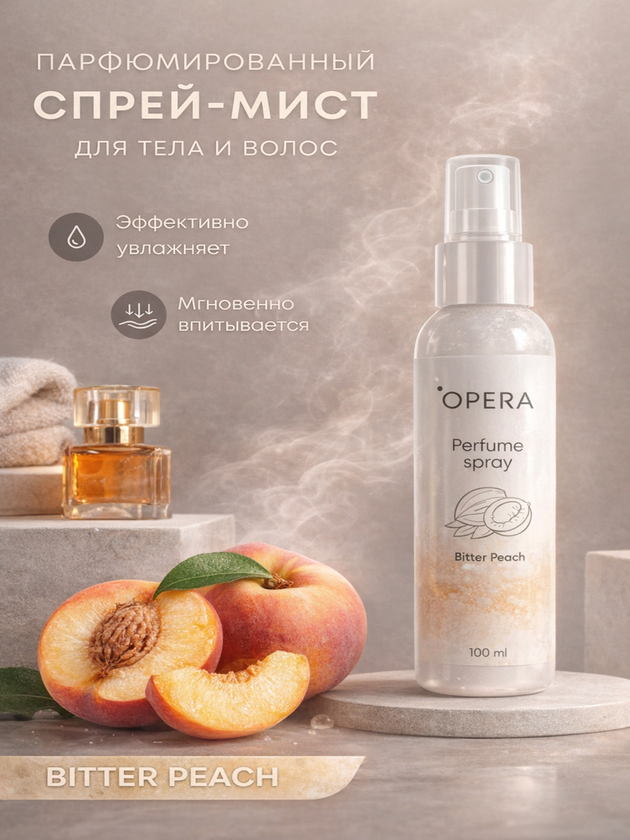 Спрей-мист для тела и волос парфюмированный OPERA, Bitter peach, 100 мл