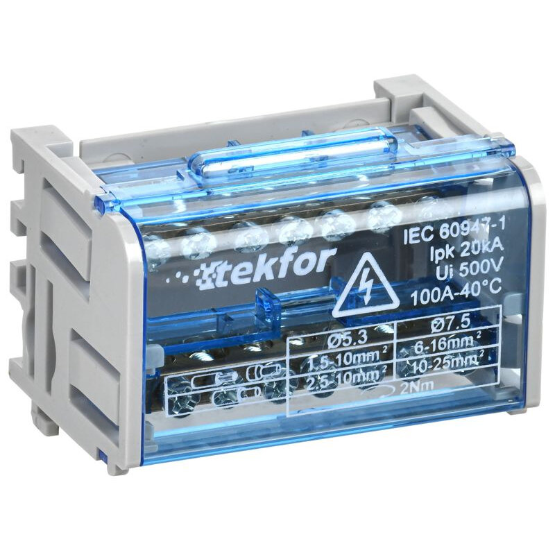 TEKFOR Шины на DIN-рейку (кросс-модуль) ШНК 2х7 L+PEN, IEK TF-DN10-2-07-100 (1 шт.)