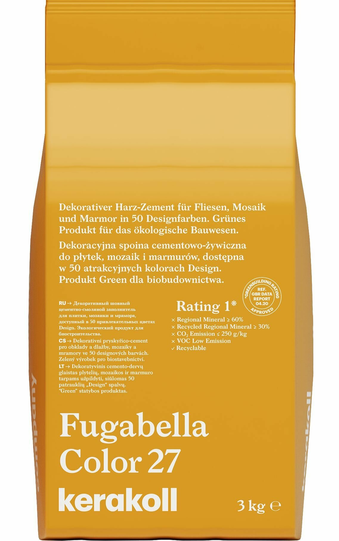 Затирка Kerakoll Fugabella Color, 27 (Желто-оранжевый) 3 кг.