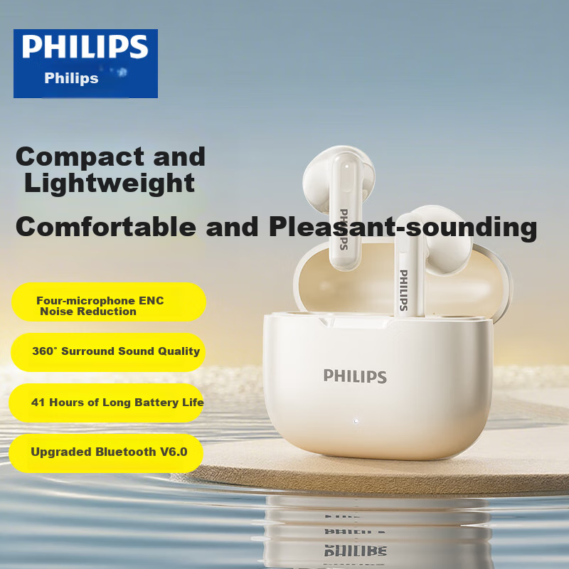 PHILIPS беспроводные Bluetooth наушники True Wireless полупрозрачные шумоподавление при звонках музыка игры спорт