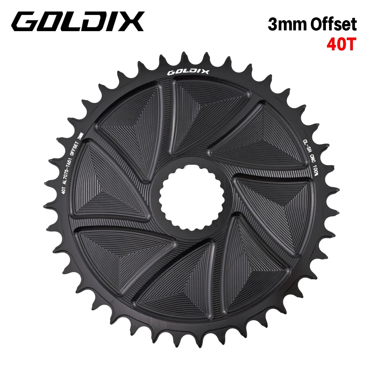 GOLDIX Звезда для MTB 32T/34T/36T/38T/40T/42T черная алюминий