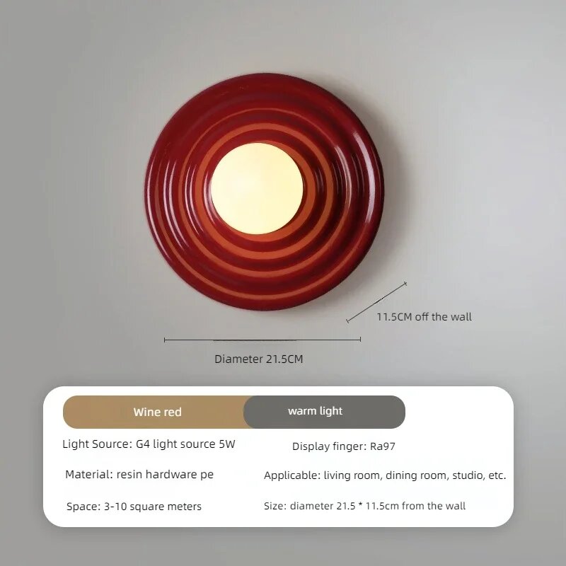 Винтажная японская минималистская круглая светодиодная настенная лампа из смолы для гостиной, спальни, под изголовьем кровати, лестницы, коридора, прохода, домашней декоративной подсветки