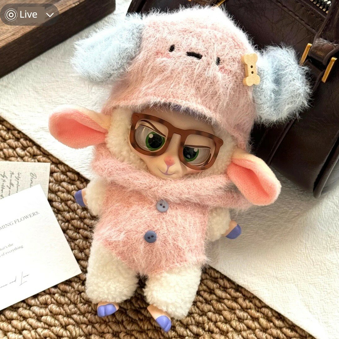 Miniso Disney Zootopia Розовый флисовый комплект с собакой без отверстий в шапке для куклы 10 см