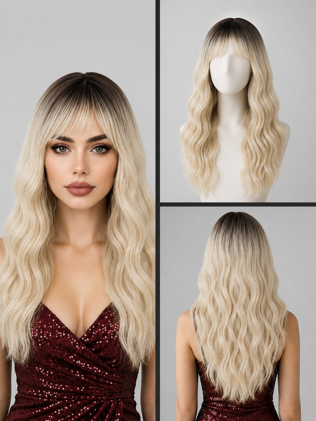 Женский парик HAIR COLLECTION имитация натуральных волос, длинные с челкой, градиентный блонд омбре, 50 см