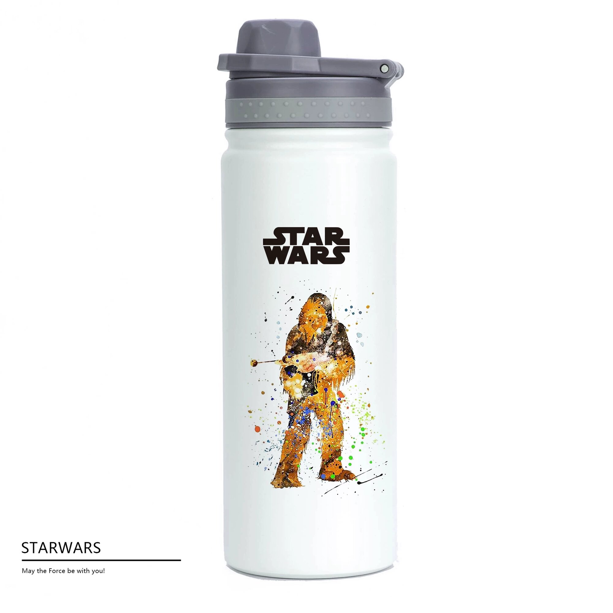 Кружка-термос с изображением Чубакки Star Wars, белая, из нержавеющей стали 316, для путешествий