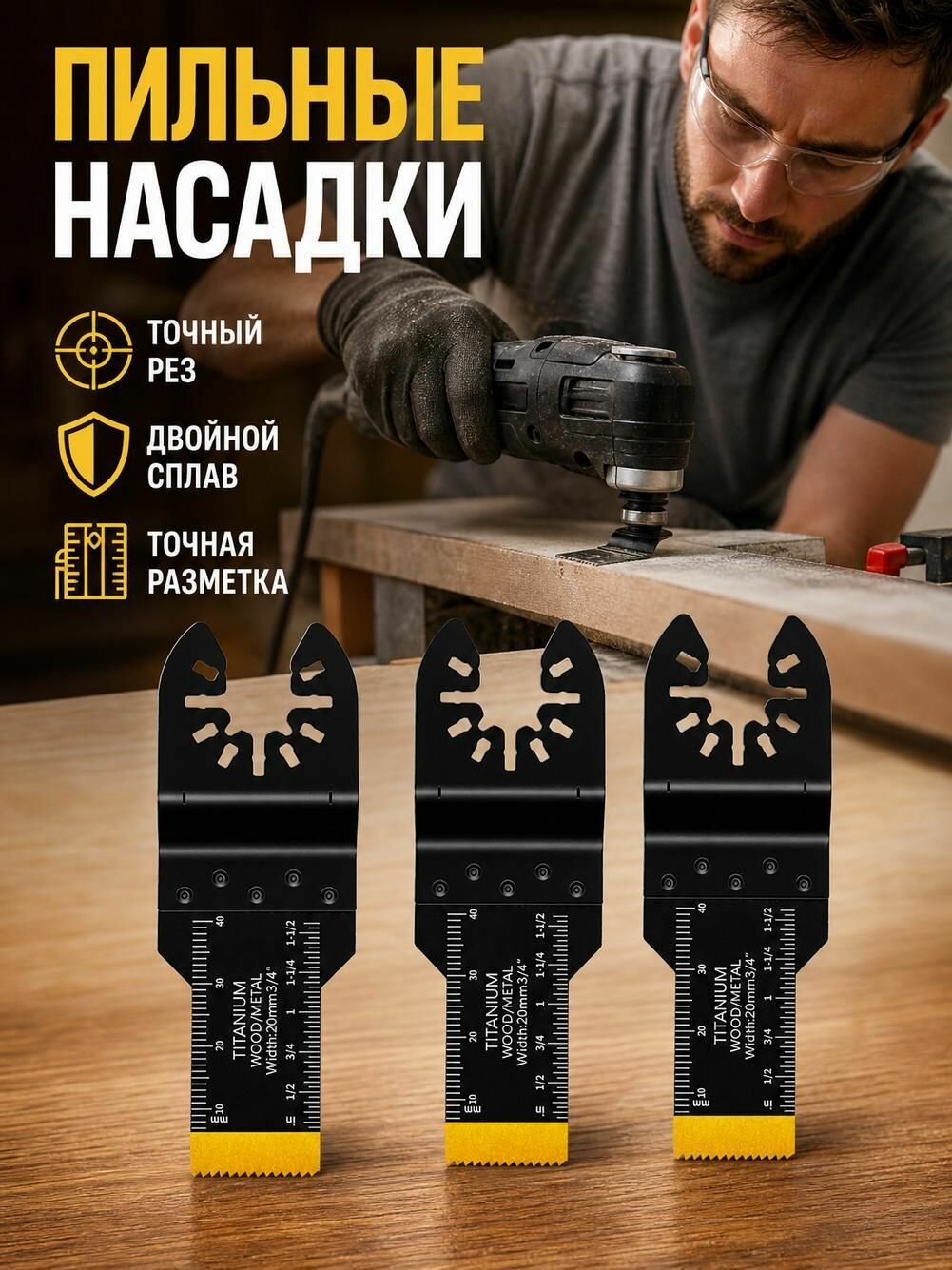Титановая насадка по металлу, гвоздям и дереву для реноватора , пилка для мультитула, полотно пильное, 1 шт
