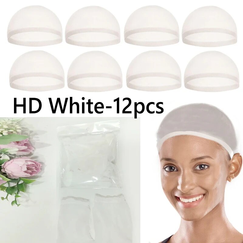 Прозрачные шапочки-носки для париков Flechazo, 10 штук HD-white-12pcs