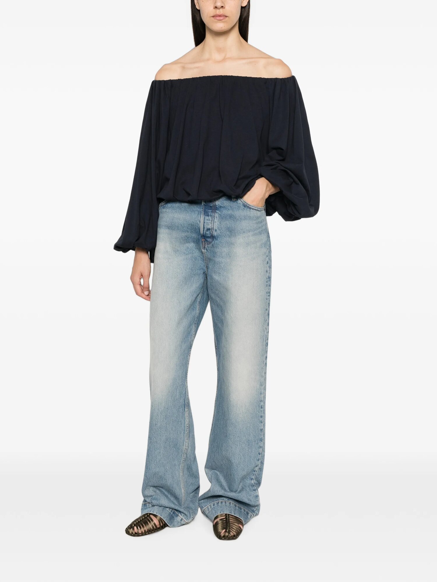 Топ Dorothee Schumacher Off-shoulder balloon-sleeve top, размер 38 — фото 1