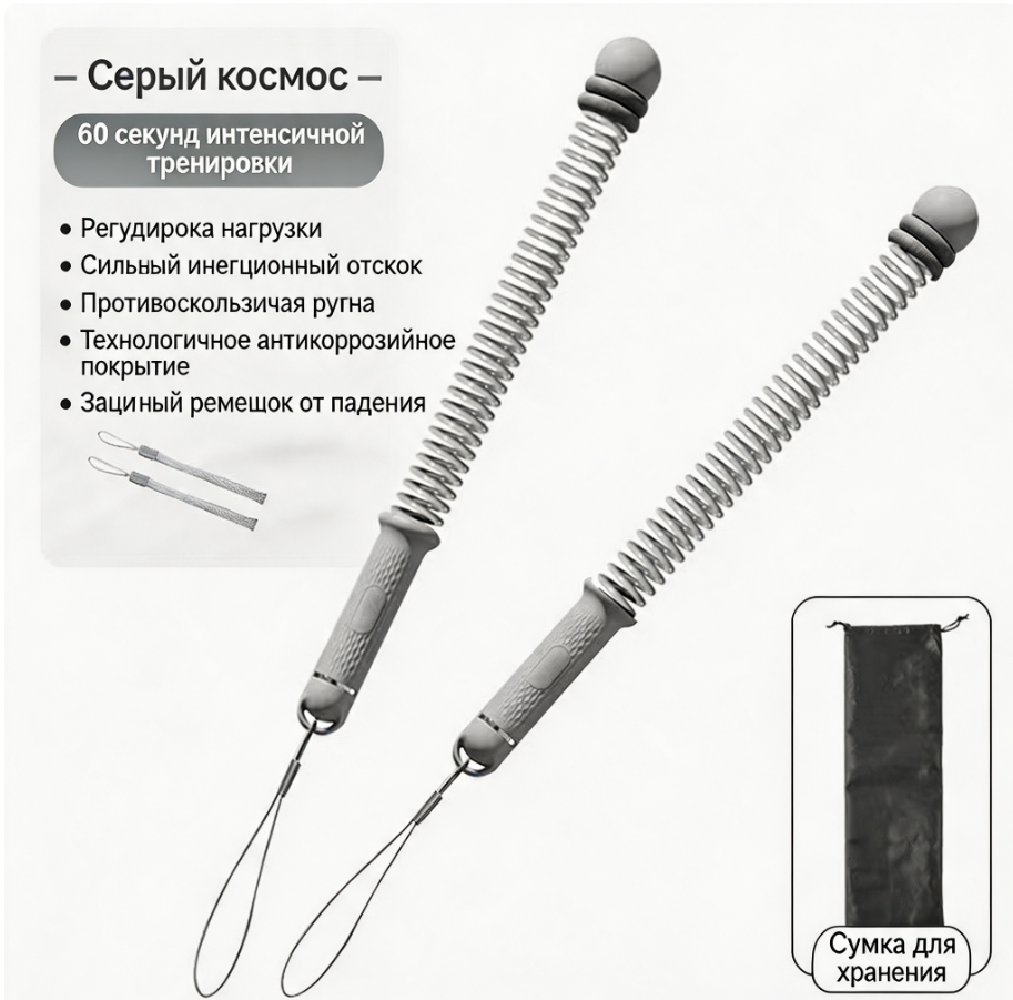Беспроводная скакалка, вертящаяся скакалка, фитнес-оборудование, с сумкой для хранения, серого цвета
