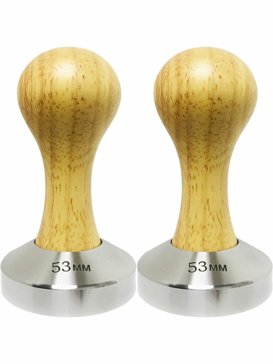 Темпер для кофе 53 мм / темпер 53 мм / нержавеющая сталь, дерево / 2шт.