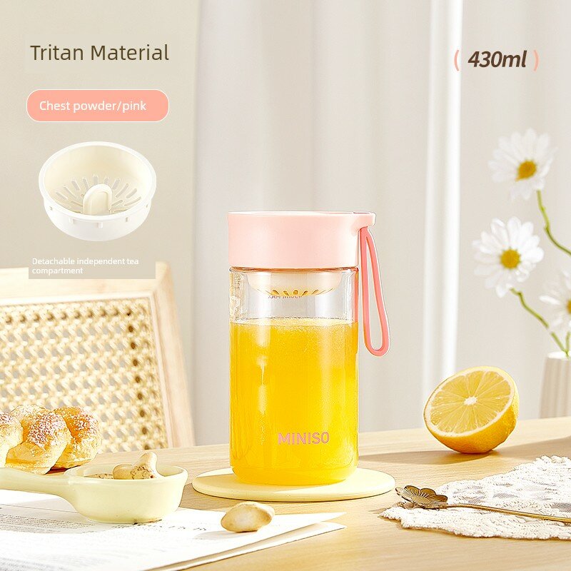 Мини-стакан для воды Miniso Tritan для женщин, стильная портативная кофейная кружка, пластиковый стакан для студентов,