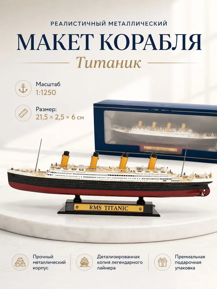 BESTSKY Модель корабля RMS Titanic 1:1250 металлическая игрушка с деталями для коллекции и декора
