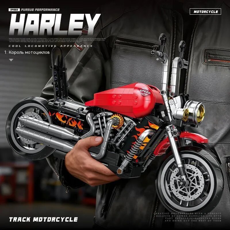 Мотоцикл Harley-Davidson, пластиковый конструктор, 800 детали, развивающие строительные кубики, подарок для мальчиков
