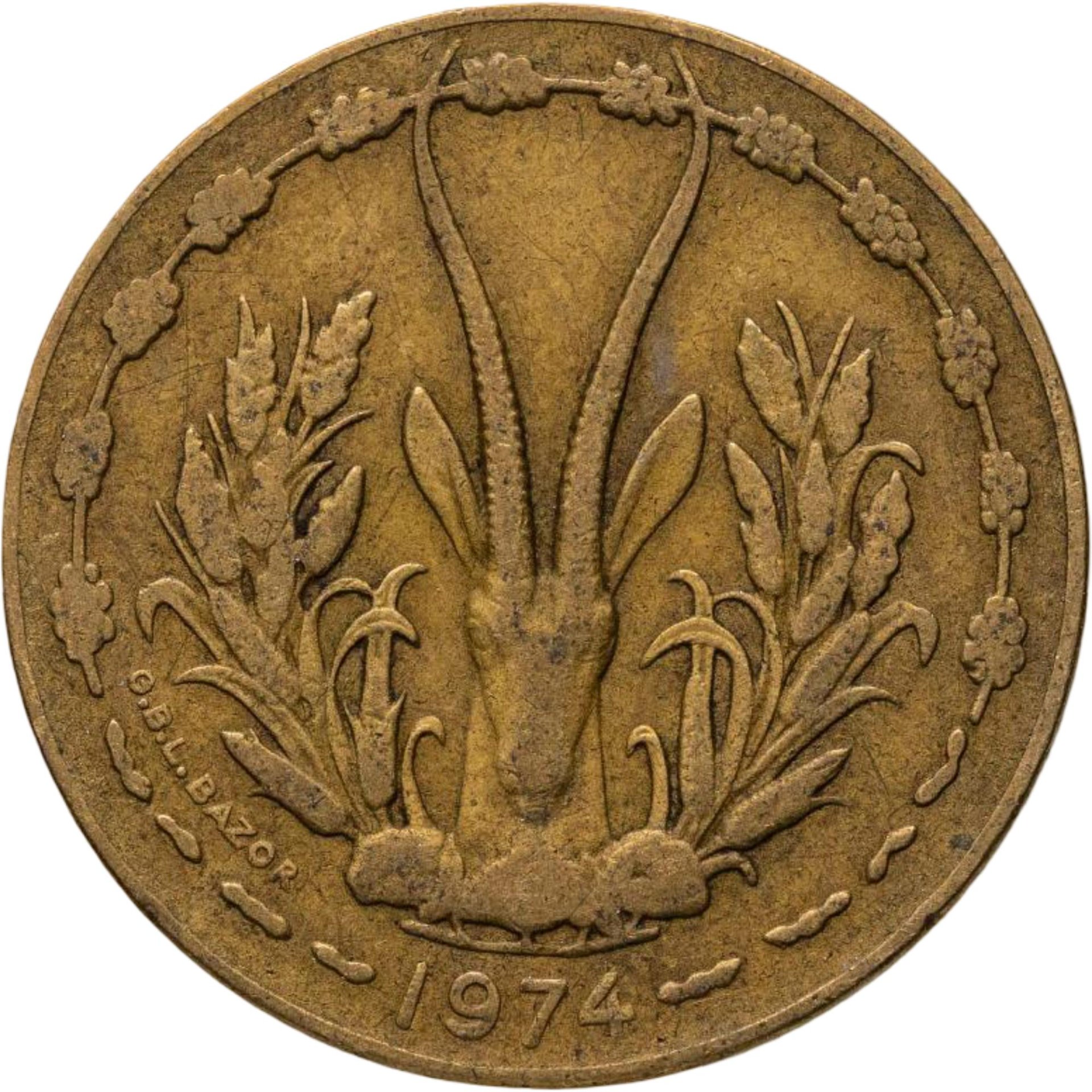 Западная Африка BCEAO 10 франков francs 1974, Бронза, в сохранности VF