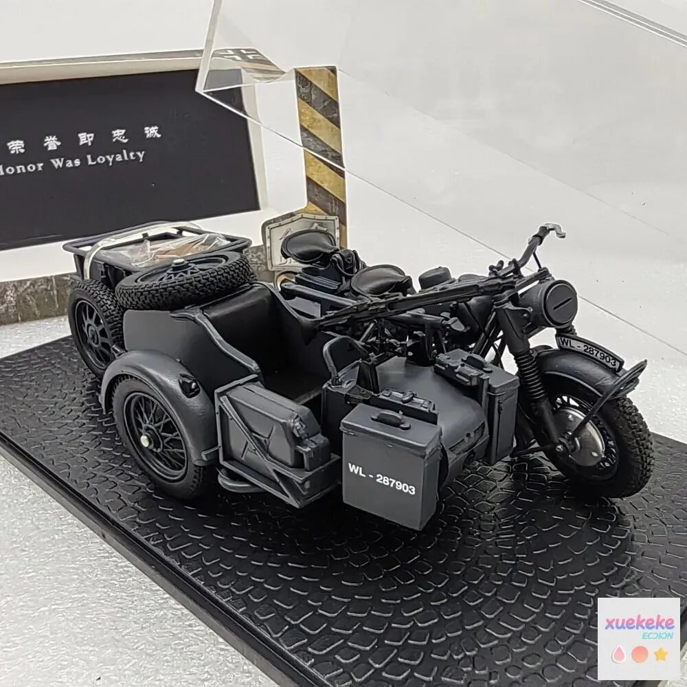 Коллекционная модель мотоцикла BMW R75 с коляской 1 24 металл и пластик для ценителей военной техники для к