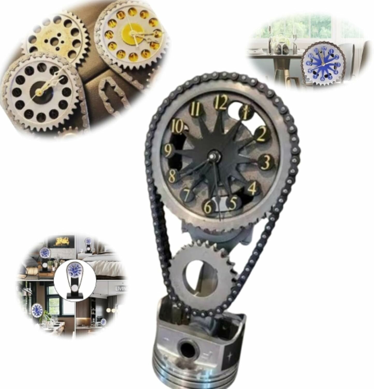 3D Креативные Винтажные часы с вращающимися шестернями и статуей