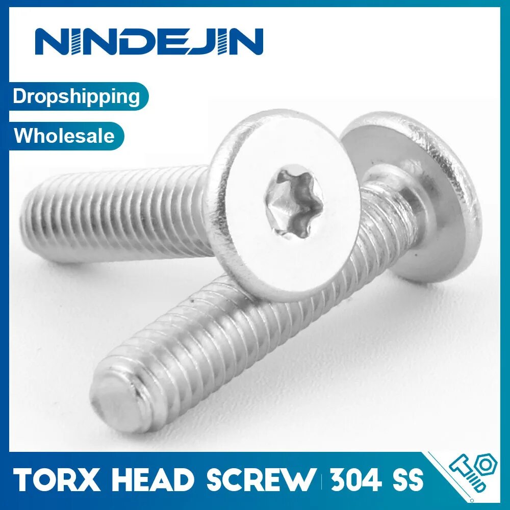 NINDEJIN Винты Torx М2-М8 нержавеющая сталь 5-50 шт M6 10pcs, 18mm
