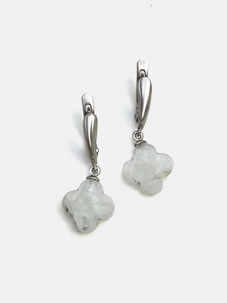 Серьги с подвесками, серебро, 925 проба, фенакит