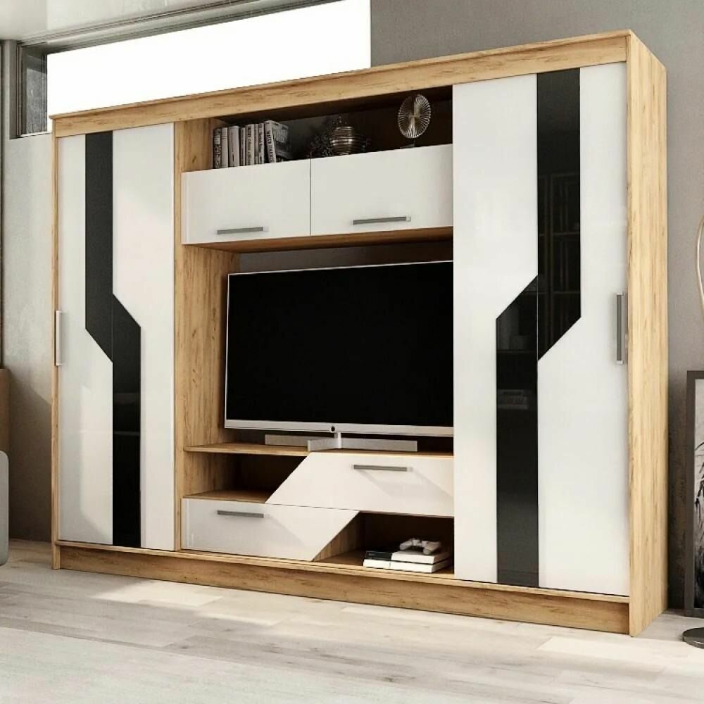 Гостиная кармен Дуб вотан/Белый гладкий