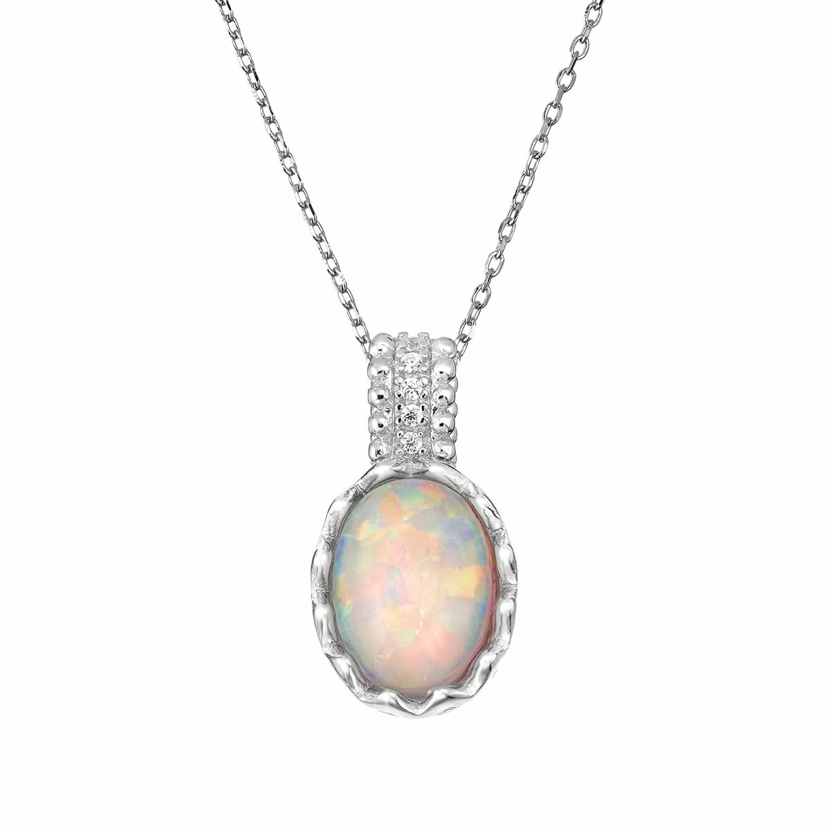 Колье, серебро, 925 проба, опал синтетический