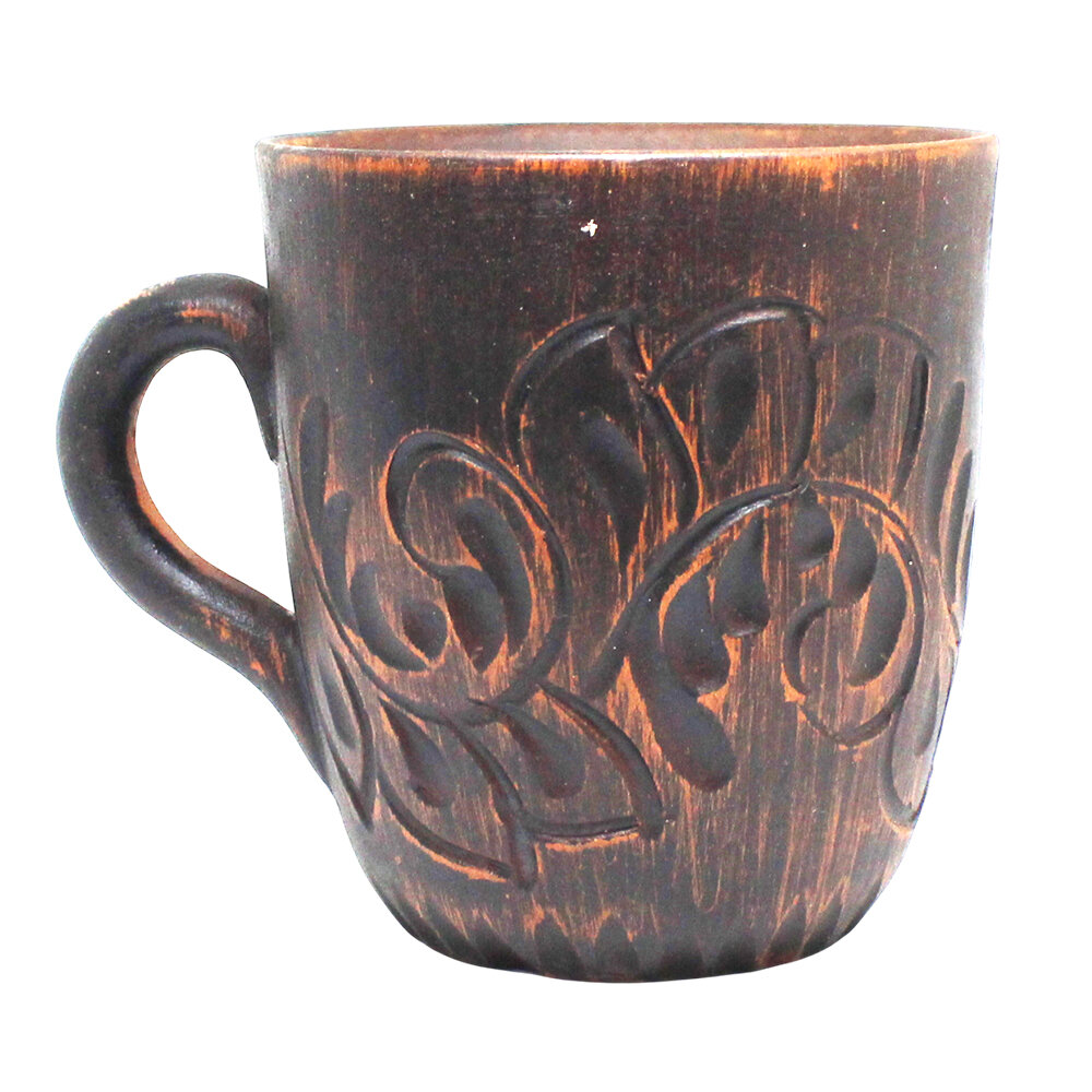 Кружка из красной глины "Завиток", 400 мл, (Ручная работа)