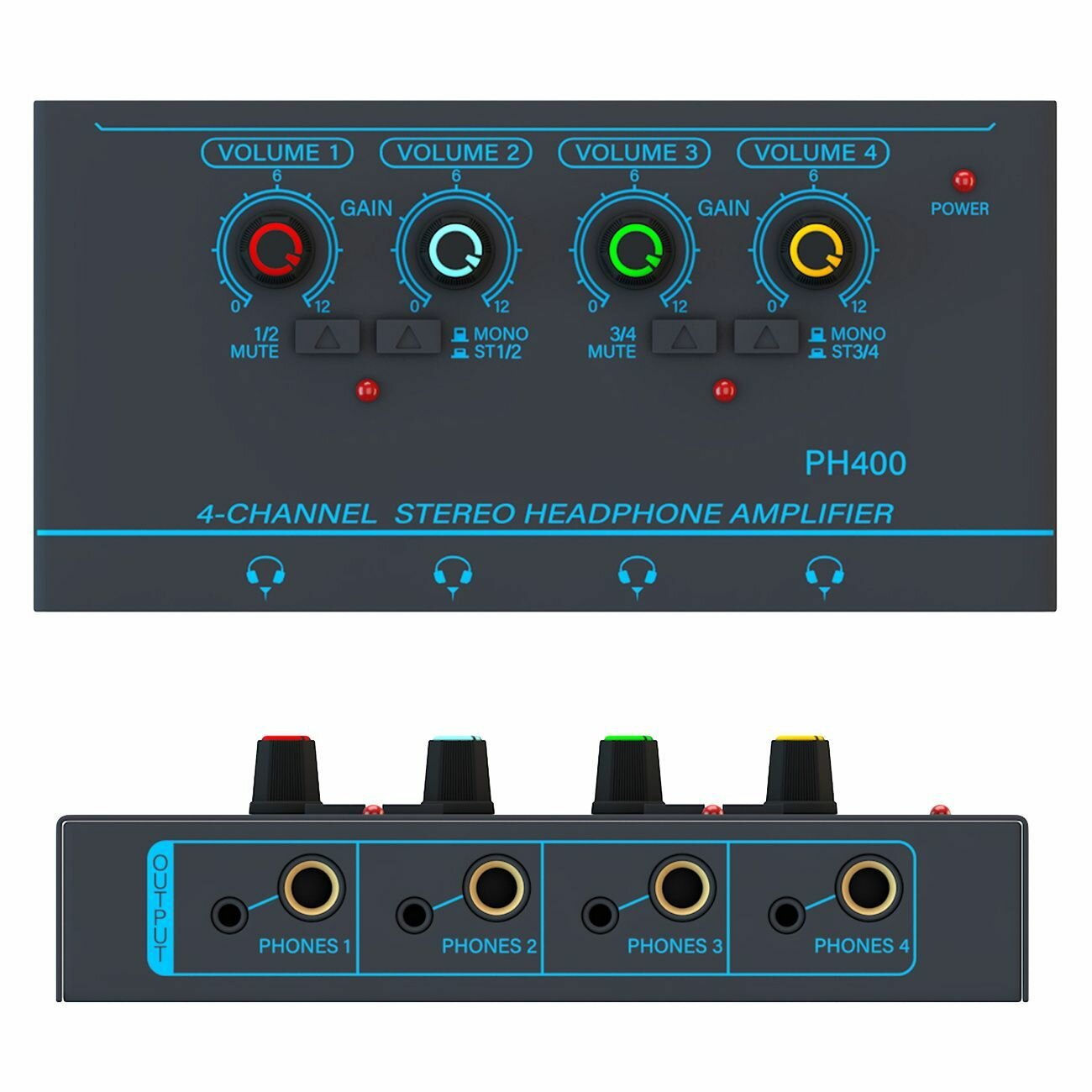 4 канальный усилитель для наушников, разветвитель для наушников, стереоусилитель звука, сверхнизкий уровень шума, адаптер питания, для студийной записи