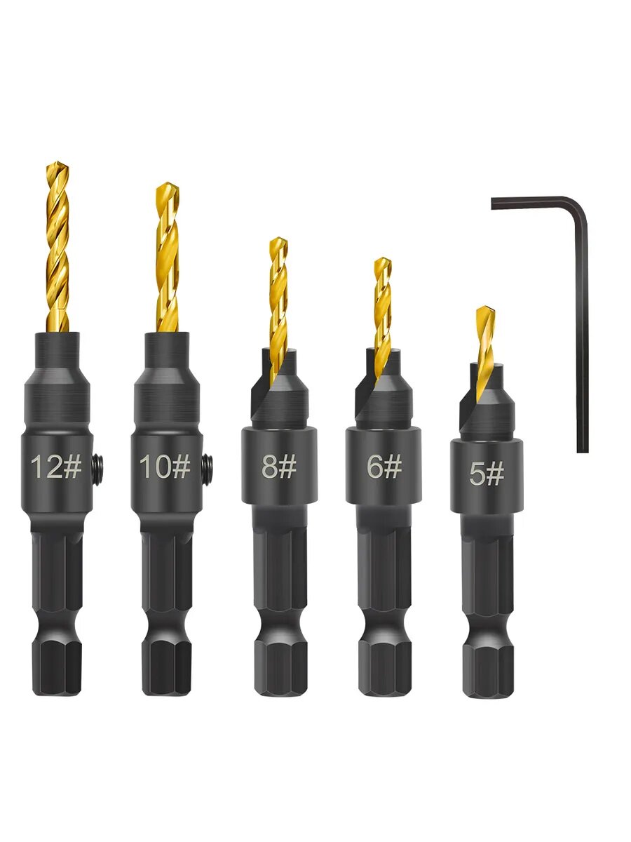 Набор сверл с зенкерами по дереву 6 предметов