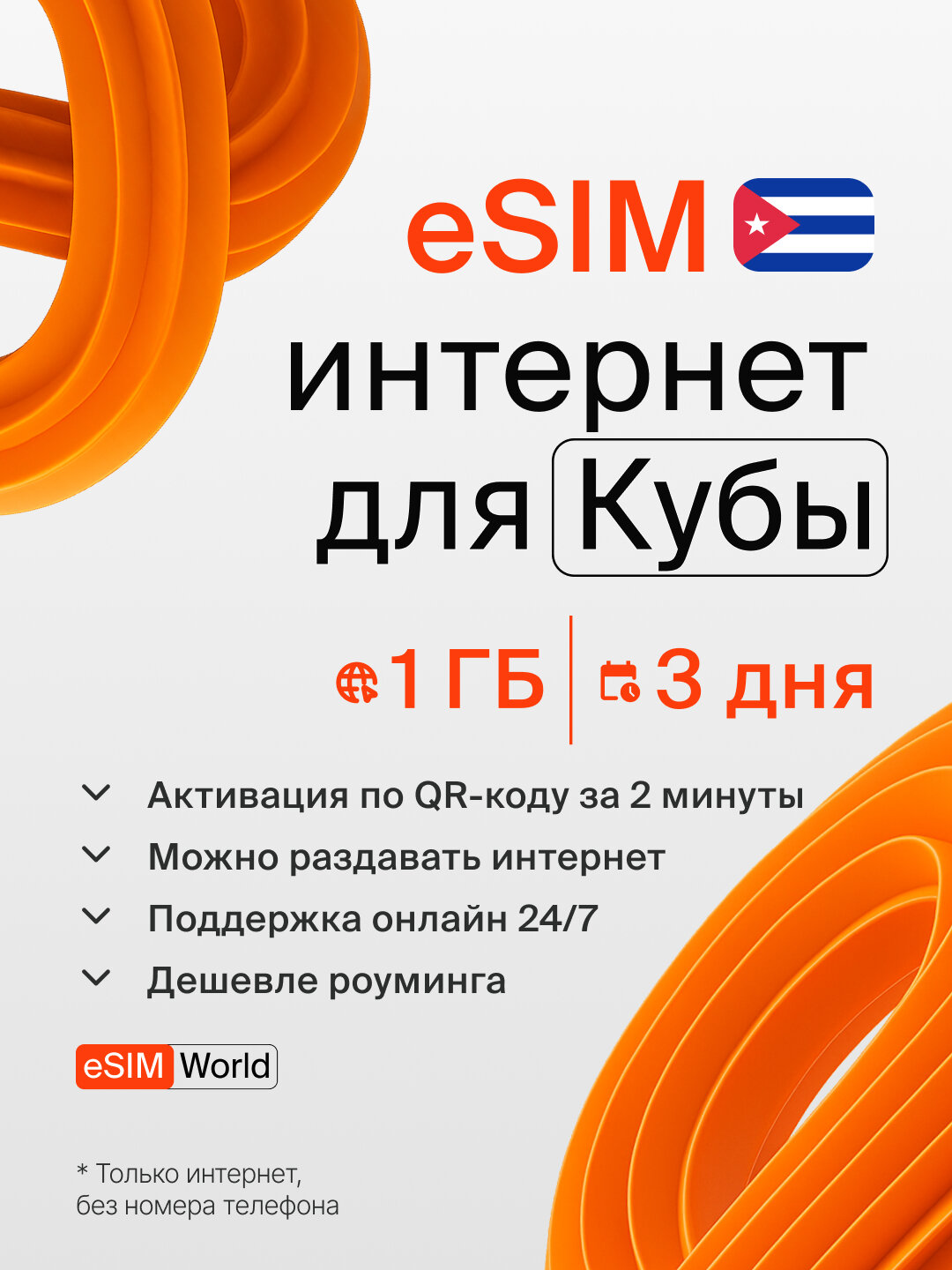 1 ГБ / 3 дня: Туристическая eSIM Куба интернет в Гаване и Варадеро