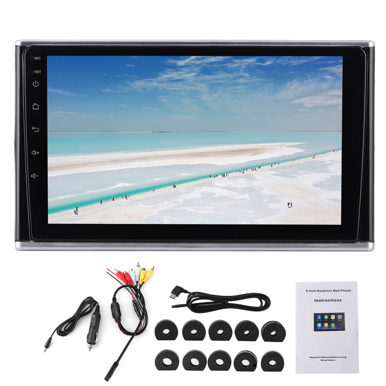 9-дюймовый HD LED-дисплей, автомобильный монитор на подголовник, Bluetooth, MP5-плеер, мультимедийное аудио-видео радио, универсальный