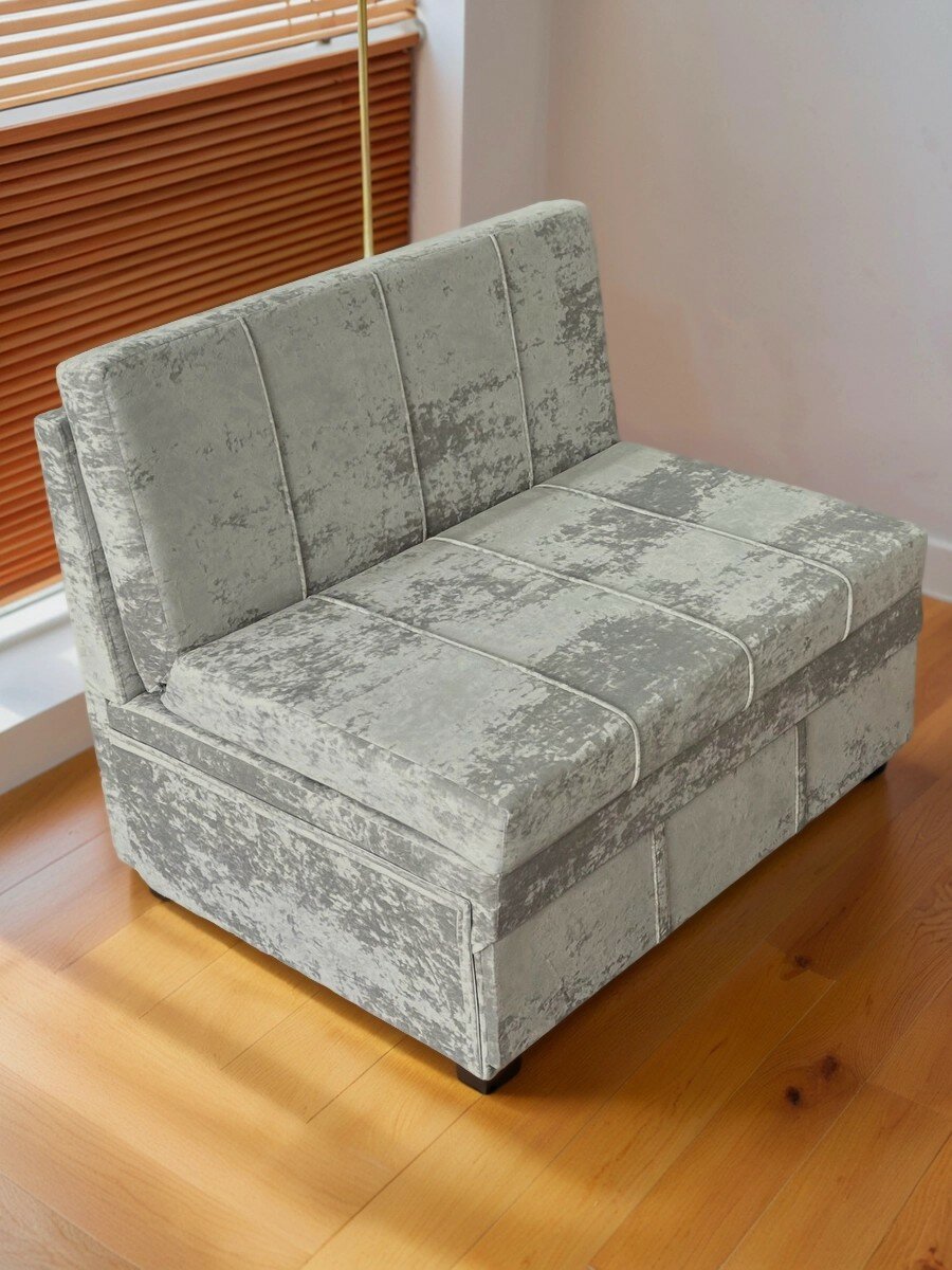 Диван-кровать Стильные Кресла "Престиж" 110, без подлокотников, с ящиком, велюр, цвет светло-серый