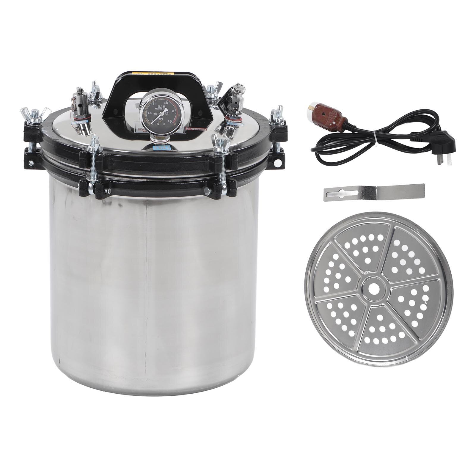 Паровой автоклав объемом 18 л, изготовленный из нержавеющей стали, защищен от сухого горения, взрывозащищенный, предназначен для работы при высоких температурах и давлении, портативный, с вилкой AU 220 В.