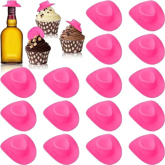 Пластиковые мини ковбойские шляпы EsenTroye Розовый, 20PCS, Pink Hat