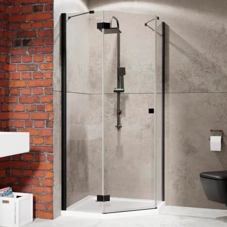 Душевой уголок Radaway Essenza New Black PTJ без поддона, стеклянный, черный, 90x100, с распашными дверями, польский