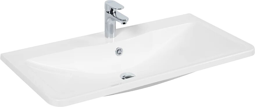 Мебельная раковина BelBagno BB800/455-LV-MR-ALR 80 накладная, из искусственного мрамора, белая, раковина для ванной, прямоугольная