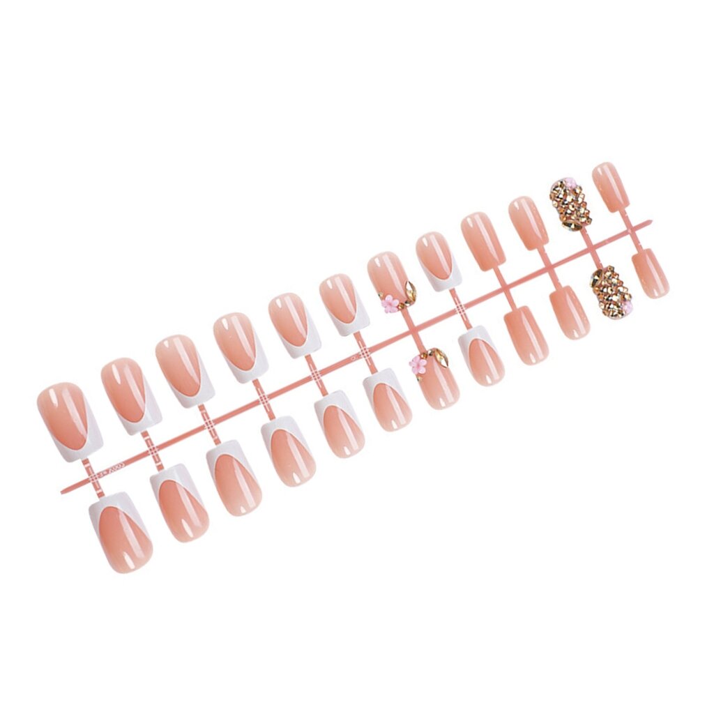 Наклеиваемый на Ноготь Глянцевый Акриловый Набор для ногтей с Цветочным Рисунком Накладной Ноготь Полное Покрытие Наклеиваемый на Ноготь Маникюр Украшение ногтей