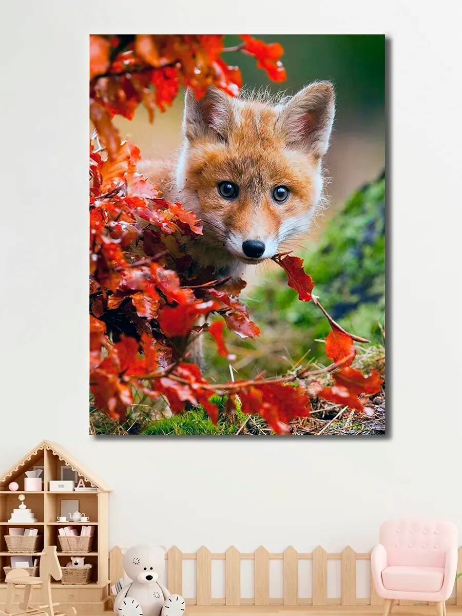 Картина "Лисичка в осеннем лесу", на стену 30х40см 1шт.