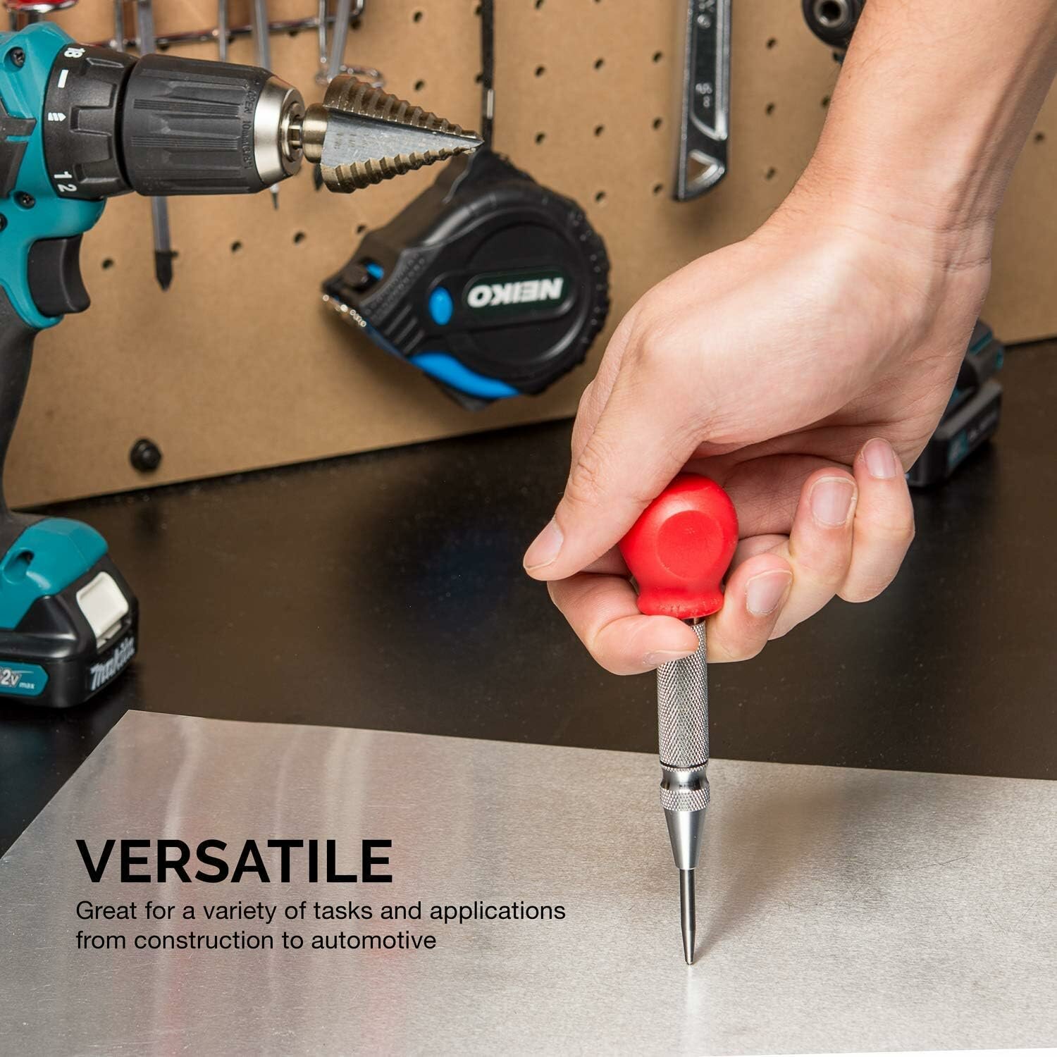 Автоматический дырокол с центральным отверстием 5 дюймов | Регулируемый ударный пружинный дырокол с стальным сердечником для дерева, металла и пластика