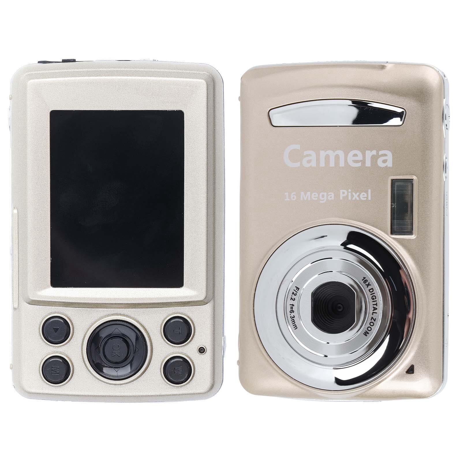 Мини камкордер для открытом воздуха 5MP 720P 30FPS 4X зум HD цифровая видеокамера золотистый цвет 2.4 дюйм LCD экран 16X цифровой зум USB2.0 3*AAA батарейки 9.5x5.5x2.5cm 136g